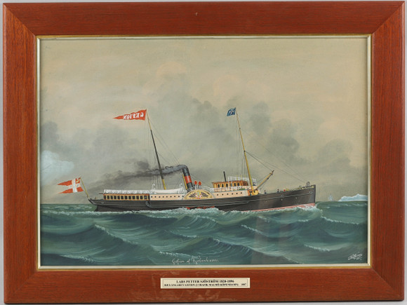 LARS PETTER SJÖSTRÖM. Ship portrait, "Gefion af Kjöbenhavn", gouache on ...