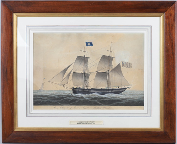 JACOB PETERSEN (TYSKLAND/DANMARK 1774-1854/55). Skeppsporträtt, "Brig ...