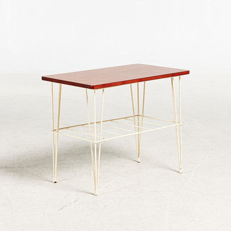 TELEPHONE TABLE, 1950s/60s, teak, white lacquered base. Furniture ...