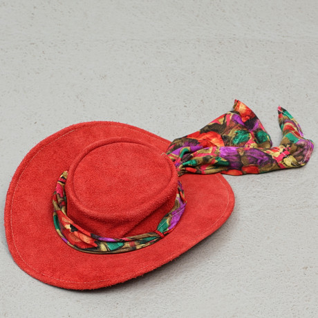 HAT, red suede, "The original Aussie bush classic suede hat". Vintage ...