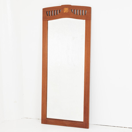 SPEGEL, jugend, Sverige 1900-talets början, ram av mahogny med intarsia ...