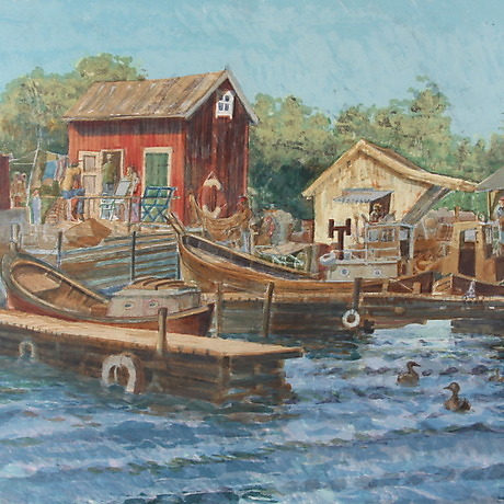 CLAES FOLCKER. Color lithograph, archipelago motif, 154/310, signed ...