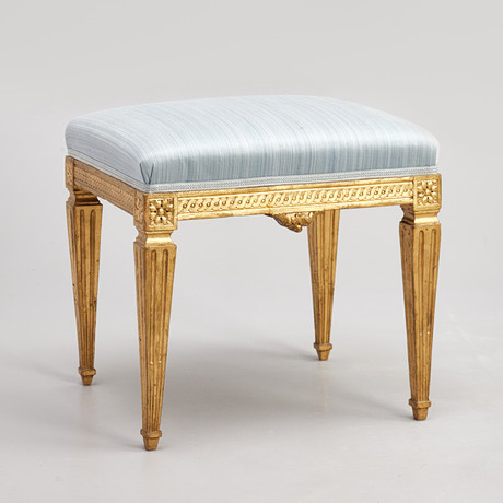 STOOL, late Gustavian, cut decoration with rosette handle and ribbon ...