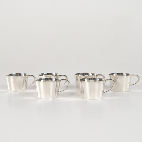 SIGVARD BERNADOTTE. Punschmuggar, 6 stycken, nysilver, Bernadotte ...