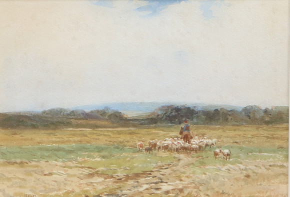 CLAUDE HAYES RI., ROI (BRITISH, 1852-1922) 'LANDSCAPE WITH SHEEP AND ...