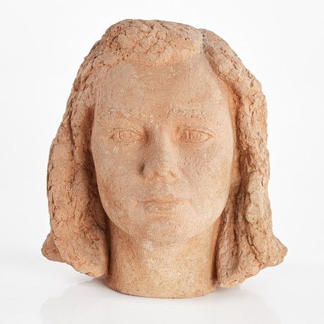 OLLE ADRIN (Sverige, 1918-1988), Flickhuvud, signerad ADRIN, terracotta ...