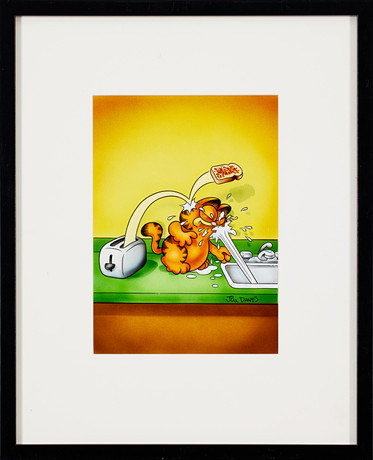 JIM DAVIS STUDIO, Garfield har problem med brödrosten och vasken ...