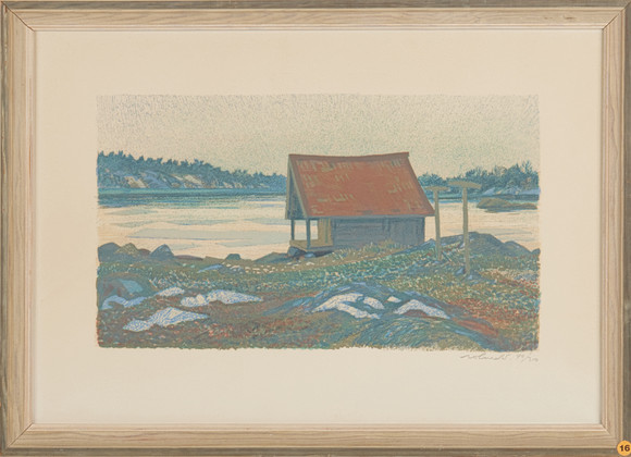 ROLAND SVENSSON. "Vårkväll, Möja", signerad roland S, 90/310 ...