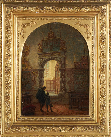 GOTTFRID VIRGIN. Historical scene from Skokloster church, signed and ...