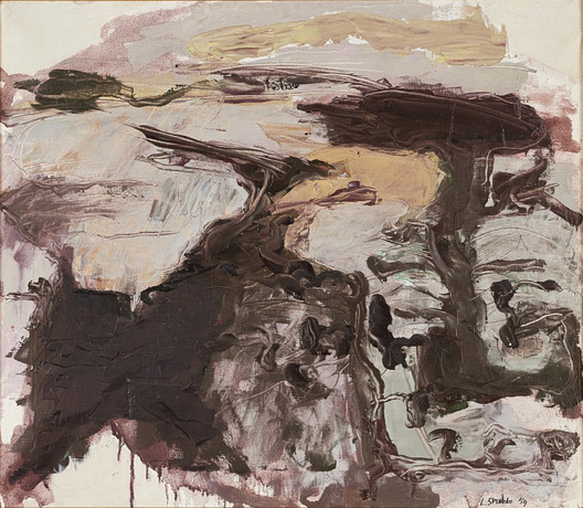 LARIS STRUNKE (1931-2020). Composition, oil on canvas, signed and dated ...