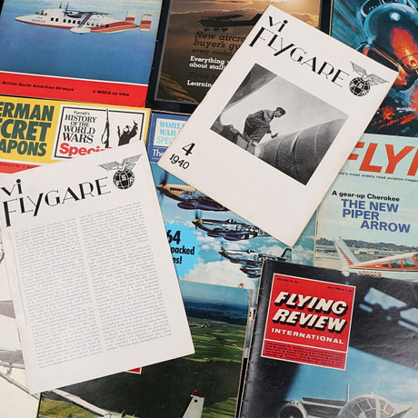AVIATION MAGAZINES, about 70 pieces, "Flygrevyn", "Vi Flygare" etc ...