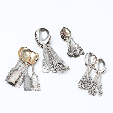 A Collection OF SILVER SPOONS, 30 pcs, different models, among others ...
