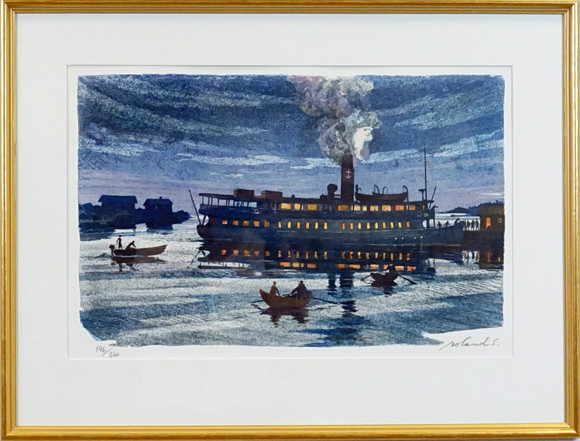 ROLAND SVENSSON. Color lithograph, "Boat Day" from the folder the Old ...