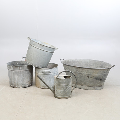 ZINC OBJECTS, tub, buckets watering can. Silver & Metals - Other metals ...