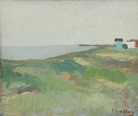 GOTTHARD SANDBERG. Coastal landscape oil on Board, signed and dated -57 ...