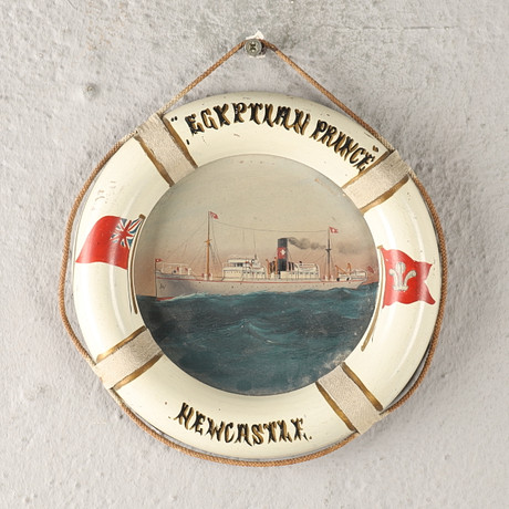 AN EARLY 20TH CENTURY FOLK ART PAINTING OF THE PRINCE LINE STEAM SHIP ...