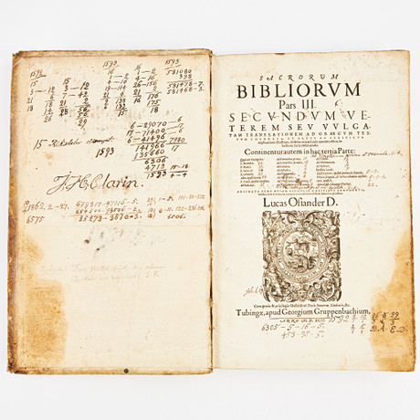 BINDING. SACRORUM BIBLIORUM PARS III, TÜBINGEN 1592. Books, Maps ...