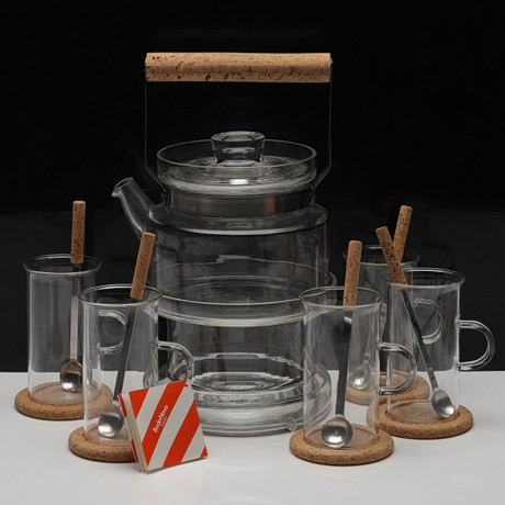 SIGNE PERSSON-MELIN. tea set, 11 pieces, glass/cork, Boda Nova. Glass ...