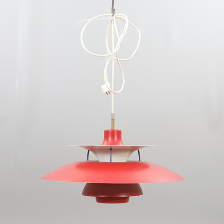 PAUL HENNINGSEN. ceiling fixture, for Louis Poulsen, "PH 5", red, blue ...