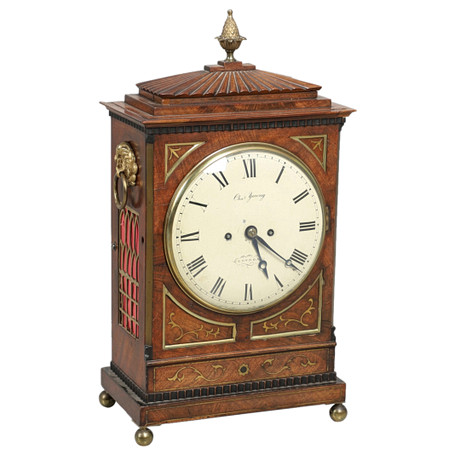 A REGENCY WALNUT AND BRASS INLAID BRACKET CLOCK. Clocks & Watches ...