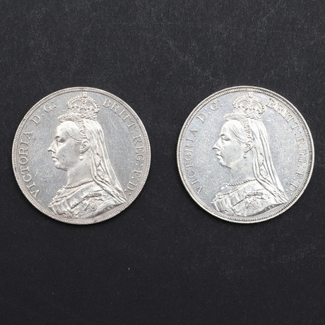 TWO QUEEN VICTORIA CROWNS, 1887. Coins, Medals & Stamps - Coins - Auctionet