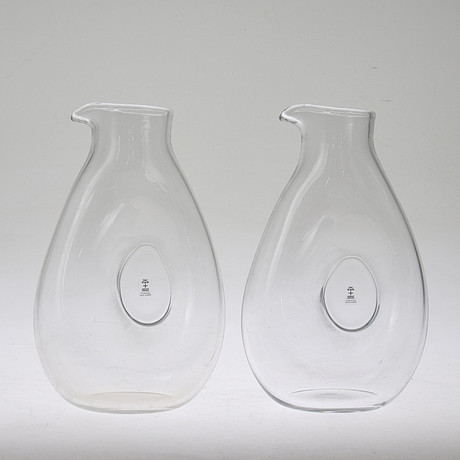 CARAFES, 2 pcs, glass, "Munskänk", Jan Håkansson, Skruf Glasbruk. Glass ...