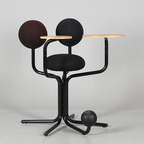 PETER OPSVIK. "Globe Tree", work chair, black lacquered steel tube ...