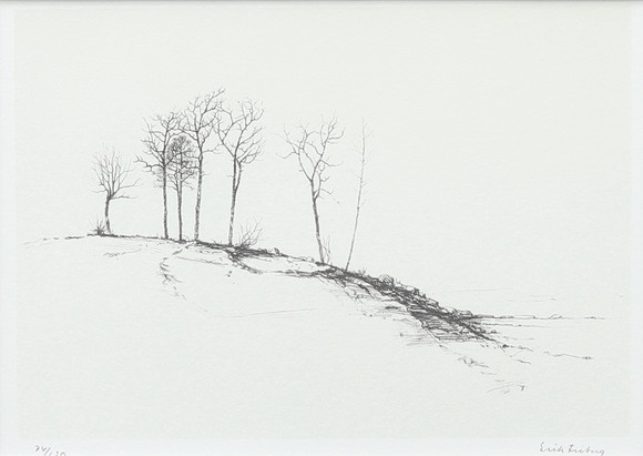 ERIK FRIBERG. Träd på kulle, litografi, signerad och numrerad. Konst ...