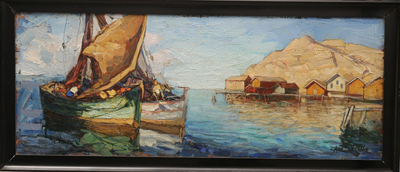 KNUT NORMAN. Oil on Board, Boat at sea, signed. Art - Paintings - Auctionet