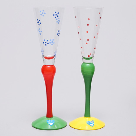 ANNE NILSSON. Snapsglas, 2 st, "Clown", signerade, Orrefors. Glas ...