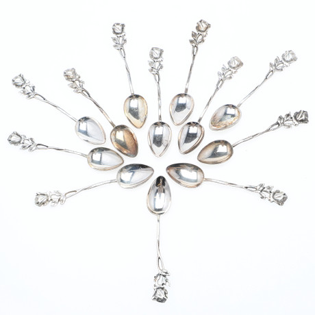 KAFFESKEDAR, 12 st, rosskaft, silver, GEWE. Silver & Metall - Silver ...