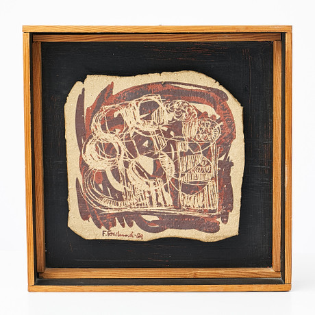 FRED FORSLUND. Väggreliefs, stengods, bemålad med ristad dekor ...