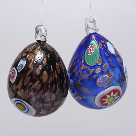 GLASKULOR, 2 st, Millefiori, Murano, Italien. Glas - Konstglas - Auctionet