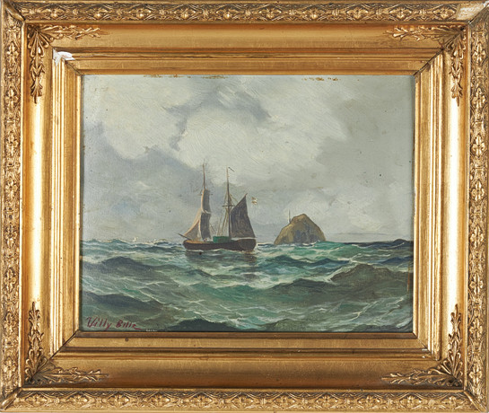 WILLY BILLE (1889-1944). Sailboat on the sea, oil on Board, signed. Art ...