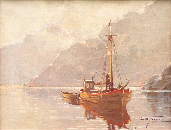 JAN B POSPISIL (1898-1968). Motif from Lofoten, Norway, oil on canvas ...