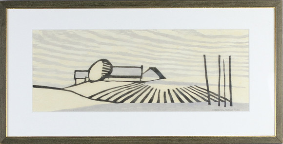 OLOF STAMBERG. Woodcut, 30/50, MCMLVII, "Halland farm", signed. Art ...
