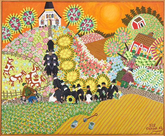 YNGVE ERIKSON. "A day in August", acrylic on canvas, signed and dated YES Erikson 68. Art ...