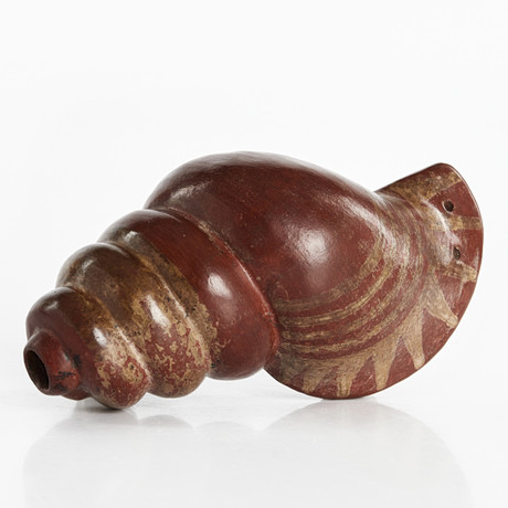 SHELL-FORMED VESSEL, pre-Columbian type, Peru, painted, fired and ...