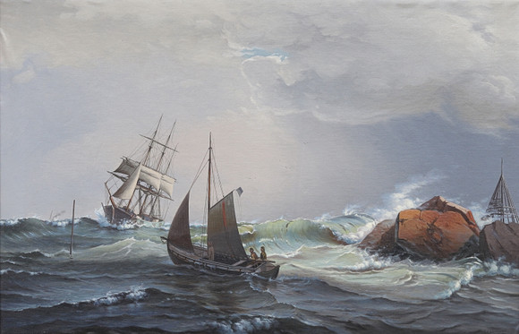 CARL JOHAN GRANBERG (1853-1916). Marint motiv, olja på duk, signerad ...