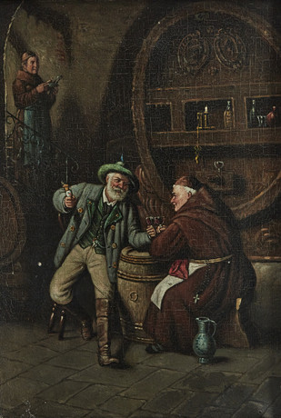 GERMAN SCHOOL (20th century). Monastery scene, oil on canvas. Art ...