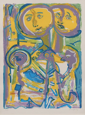 HERBERT GENTRY. Figure composition, color lithography, signed and ...