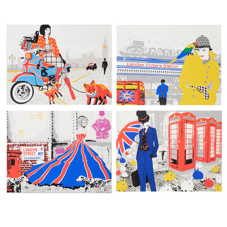 RICHARD RYAN. "London by Ryan", Mapp med 4 grafiska blad (silkscreen ...