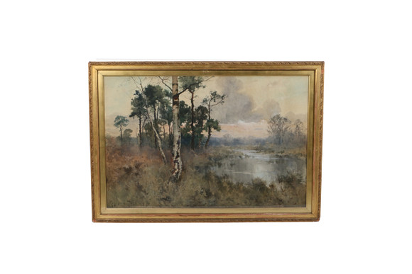 REGINALD JONES (BRITISH, 1857-1920) LAKELAND WITH SILVER BIRCH. Art ...