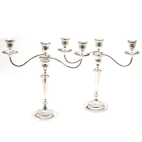 KANDELABRAR, ETT PAR, GAMLA SHEFFIELD. Silver & Metall - Nysilver ...