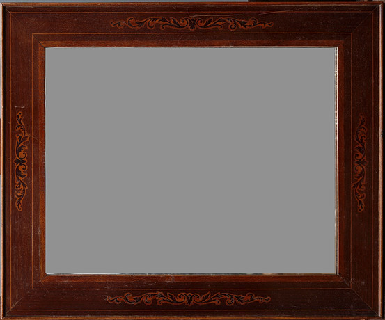 Elizabethan stil spegel med ram i mahogny med buxbom intarsia, från ...