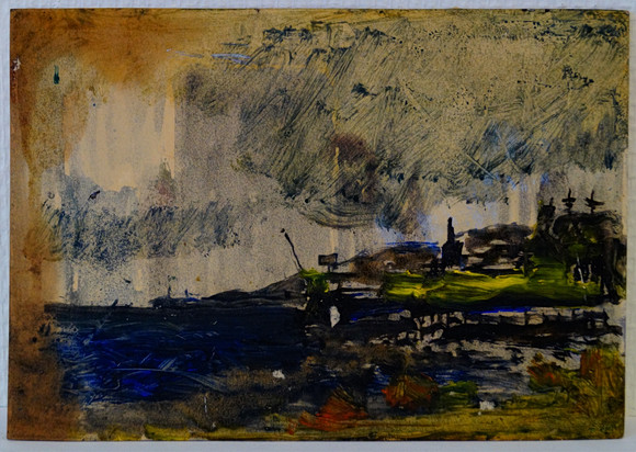 OIDENTIFIERAD KONSTNÄR. Landskap, blandteknik på papp, ej signerad ...