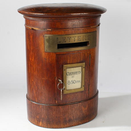 VICTORIAN OAK COUNTRY HOUSE STYLE LETTER BOX, OF OVAL FORM, THE CURVED ...