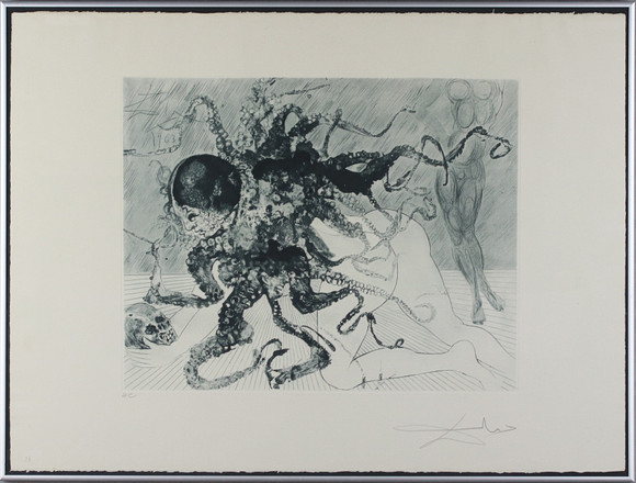 SALVADOR DALÍ. Lithograph, numbered 13, HC, "Medusa", signed. Art ...