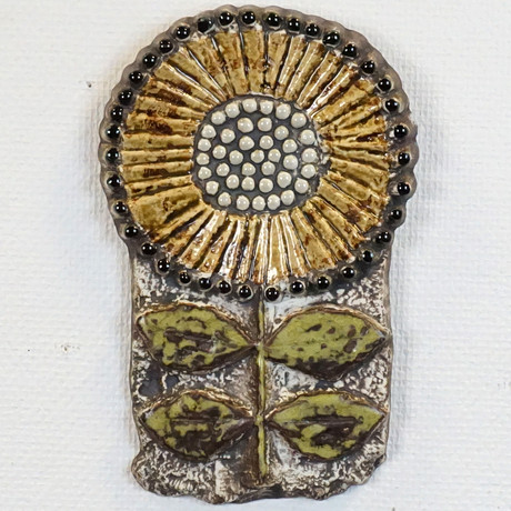 LISA LARSON, wall relief Sunflower, stoneware, stamped LISA L ...