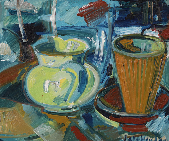 LARS HERDER. Still life, oil on Board, signed. Art - Paintings - Auctionet